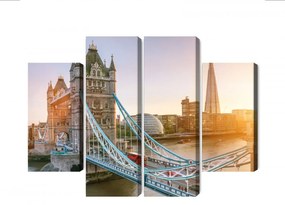 Vícedílný obraz Tower Bridge Při Východu Slunce Nedostatek Nedostatek Přírodní plátno 120x90