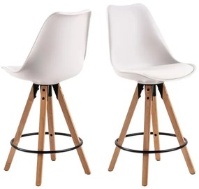 Dima barová židle bílá plast/natur
