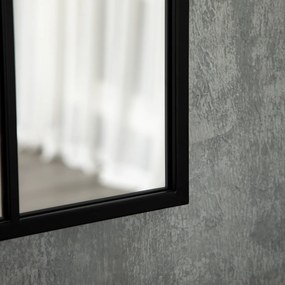 HOMCOM nástěnné zrcadlo okenní zrcadlo 70 x 50 cm dekorativní s kovovým rámem, závěsné zrcadlo do obývacího pokoje ložnice v černé barvě | Aosom.de