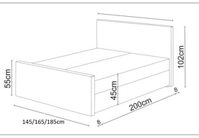 Manželská postel Boxspring 200 cm Milagros 2 (šedá) (s matrací a úložným prostorem). 1047241