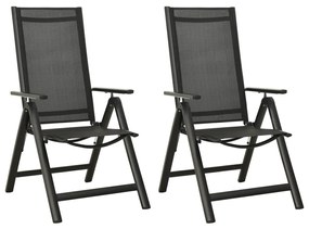 Skládací zahradní židle 2 ks textilen a hliník černé,  312188