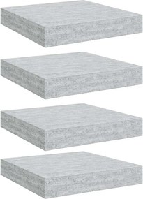 Plovoucí nástěnné police 4 ks betonově šedé 23x23,5x3,8 cm MDF 326590