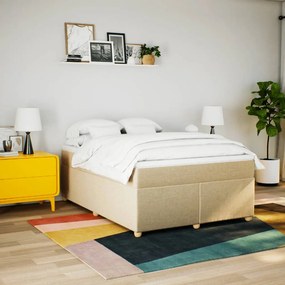 Box spring postel s matrací krémová 140x190 cm textil 3285378