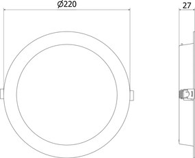 Mexen LDRR, LED stropní svítidlo na zapuštění, průměr 12 cm 22 cm, 18W, neutrální - 4000K, 1440 lm, černá - L210-022-1840-70