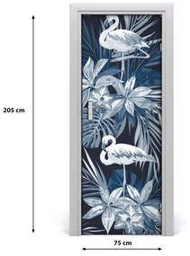 Samolepící fototapeta na dveře Květiny  a flemingy 75x205 cm