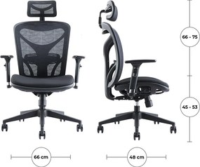 Ergonomická kancelářská židle MOSH Airflow 601 - černá