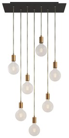 creative cables Závěsná lampa se 7 světly, s obdélníkovým XXL baldachýnem Rose-one, textilním kabelem a kovovými komponenty Barva: Hladký ocelový dibond