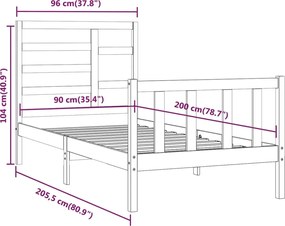 vidaXL Rám postele masivní borovice 90 x 200 cm [3107601] Barva: Černá