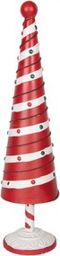Bílo-červená kovová dekorace vánoční stromek Christmas Tree L - Ø 13*49 cm