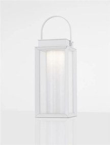 NV 9002861 Venkovní stolní lampa VERHAAL bílý hliník a čiré sklo LED 2W 3000K 3,7V 360st. IP54 solární / USB kabel / vypínač na těle - NOVA LUCE