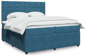 Box spring postel s matrací modrá 200 x 200 cm samet 3294734