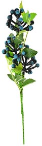 Dekorační květina s bobulemi modrá - Zápich 32cm