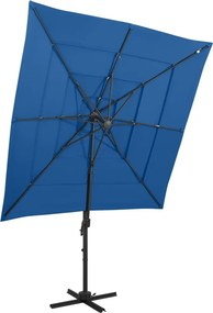 vidaXL 4stupňový zahradní slunečník s hliníkovou tyčí 3 x 3 m [313825] Barva: azure blue