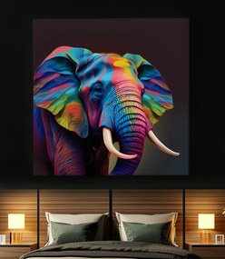 Obraz na plátně - Barevný slon FeelHappy.cz Velikost obrazu: 100 x 100 cm