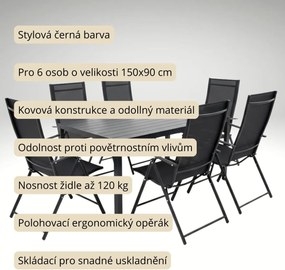Vikio Zahradní set 150x90 pro 6 osob V136 černá