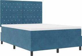 Postel s boxspringem s matrací Tmavě modrá 140 x 200 cm samet 3339774