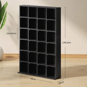 HOMCOM Knihovna na CD a DVD, Multimedia Skříň se 24 Přihrádkami, max. Kapacita 480 CD/312 DVD, Dřevěná Knihovna s Nastavitelnými Policemi, 89 x 20 x …