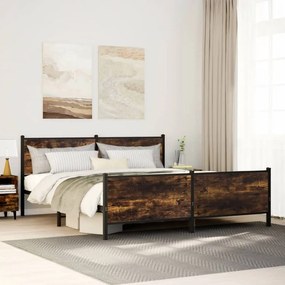 Kovový rám postele bez matrace kouřový dub 193 x 203 cm 3301357