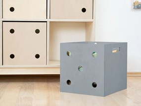 Benlemi Dřevěný úložný box DICE s čísly ve stylu hrací kostky Zvolte barvu: Tmavě šedá, Zvolte variantu: Trojka