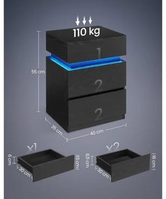 Noční stolek s podsvícením SMARTIE černá