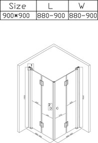 BPS-koupelny Čtvercový sprchový kout HYD-SK1290B 90x90 chrom/transparent + vanička HYD-SSV-SXL02B černá