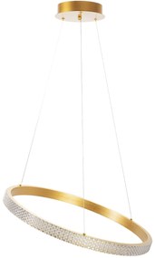 Toolight Toolight, LED křišťálové závěsné svítidlo 60x60 cm APP1203-CP, zlatá, OSW-04592