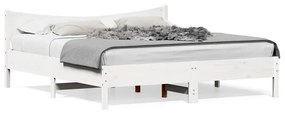 Rám postele s čelem bílý 200 x 200 cm masivní borové dřevo