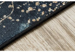ANDRE mycí kobereček 1336 Listy protiskluz černý / tyrkysový velikost 160x220 cm | krásné koberce cz