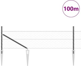 Hexagonální plot s podpěrou 100 x 0,5 m Ocel potažená PVC Šedá 3353298