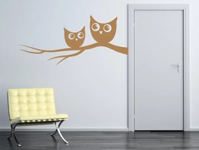 WALLVINIL Samolepky na zeď - Sovy na větvi Barva: Béžová, Velikost: 150x60 cm, Pravá / Levá: Levá (dekorace směřuje/dívá se doleva)