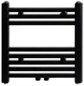 Žebříkový radiátor na ručníky - rovný - ústřední topení - černý | 480x480 mm