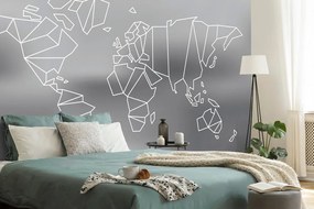 Tapeta stylizovaná mapa světa v černobílém - 375x250 cm