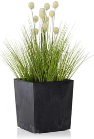 PLASTOVÝ KVĚTINÁČ FLORE 19X19 CM IMITACE BETONU ČERNÁ