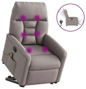 Elektrické zvedací masážní polohovací křeslo taupe textil 3303069