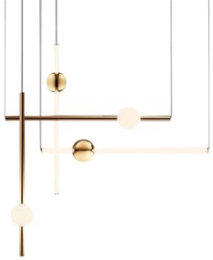 Toolight - LED stropní lampa závěsná 60cm 12W APP476-CP, bílá-zlatá, OSW-00608