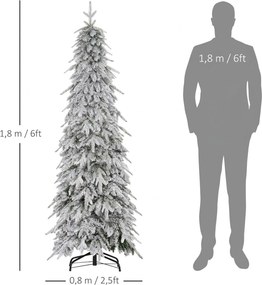 HOMCOM Umělý vánoční stromeček 180 cm, stromek jako živý s 600 hustými větvemi, umělý sníh, automatické otevírání