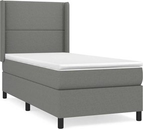 Box spring postel s matrací tmavě šedá 90x190 cm textil 3131314