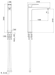 Sapho, DIMY stojánková umyvadlová baterie vysoká bez výpusti, prodloužená hubice, chrom, DM006BL