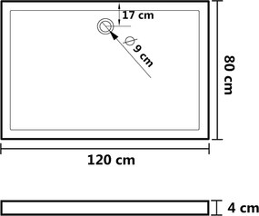 Sprchové vaničky 80 x 120 x 4 cm ABS 148901