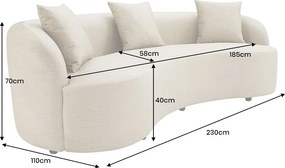 Designová pohovka Pasquale 230 cm béžový samet