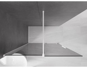 Mexen Velar, sprchová zástěna s posuvnými dveřmi Walk-in 130 x 200 cm, 8mm šedé sklo, bílá matná, 871-130-000-43-20