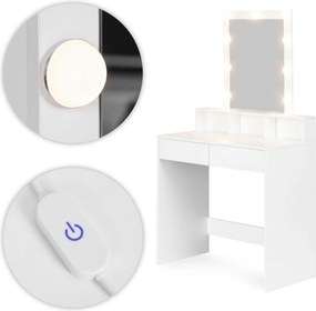 Toaletní stolek s LED osvětlením Cirko 80 cm bílý
