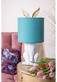 Bílá stolní lampa králík s tyrkysovým stínidlem Rabbi - Ø 20*43 cm E27/max 1*60W