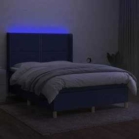 Box spring postel s matrací a LED modrá 140x200 cm textil 3138803