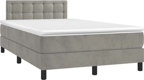 Box spring postel s matrací a LED světle šedá 120x190 cm samet 3270177