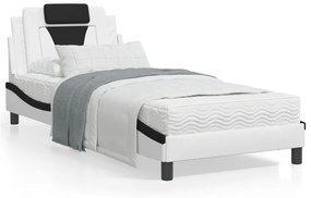 vidaXL Rám postele s čelem bílý a černý 90x190 cm umělá kůže