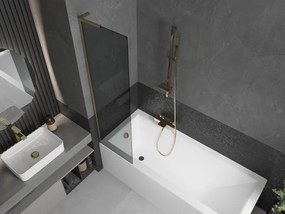 Mexen Next L, 1-křídlová vanová zástěna 50 x 150 cm, 6mm šedé sklo, zlatý lesklý profil, 895-050-000-03-40-50