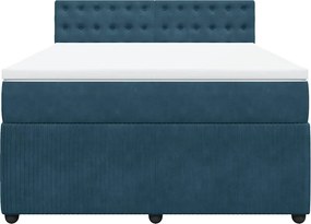 Box spring postel s matrací modrá 140 x 190 cm samet 3290050