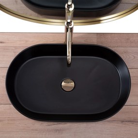 Rea Nadia, umyvadlo na desku 610x385x120 mm, černá matná, REA-U1062