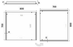 LED zrcadlo ZP11003 80x70cm